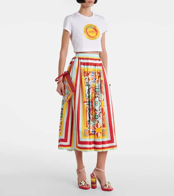 Dolce & Gabbana Cropped Printed Cotton T-shirt