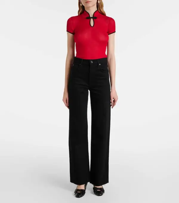 SLVRLAKE Grace High-rise Wide-leg Jeans In Jet
