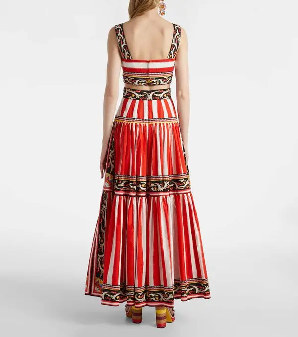 Dolce & Gabbana Taormina Striped Cotton Maxi Skirt