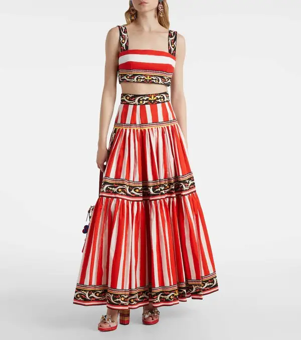 Dolce & Gabbana Taormina Striped Cotton Maxi Skirt