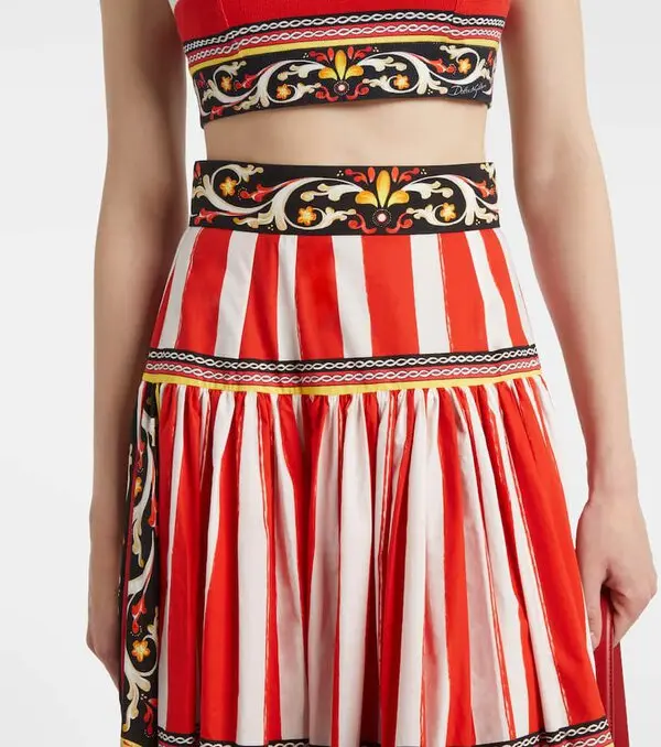 Dolce & Gabbana Taormina Striped Cotton Maxi Skirt