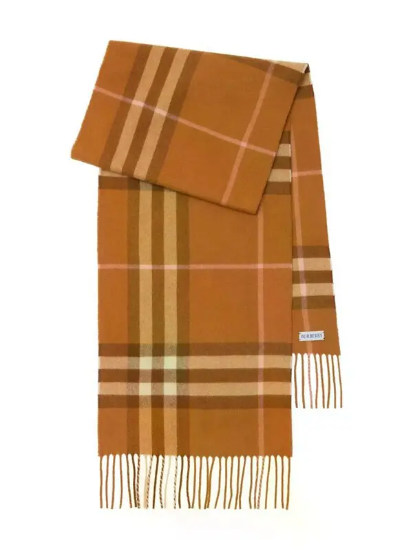 Burberry Checked Cashemere Scarf - Orange