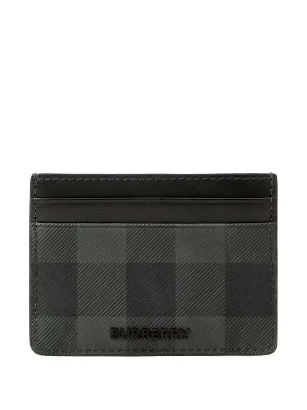 Burberry Checked Card Holder - Grey
