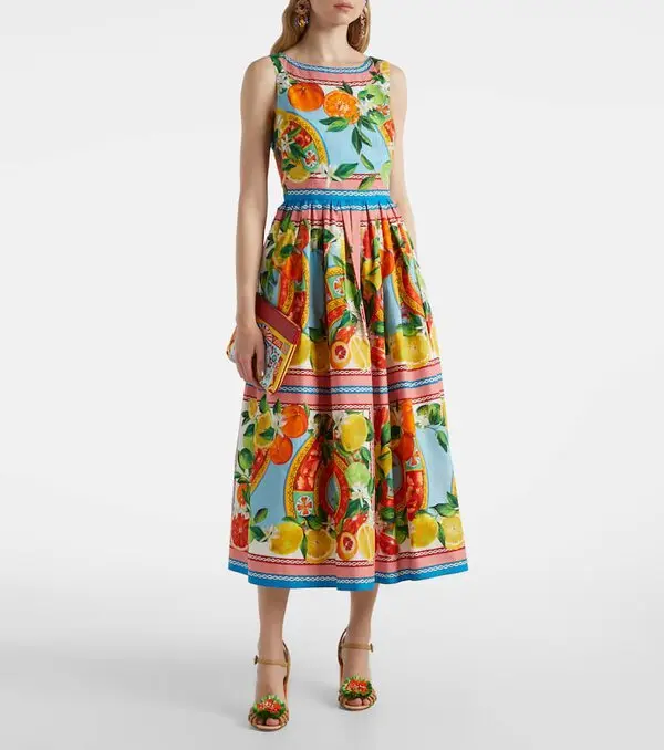 Dolce & Gabbana Taormina Printed Cotton Midi Dress