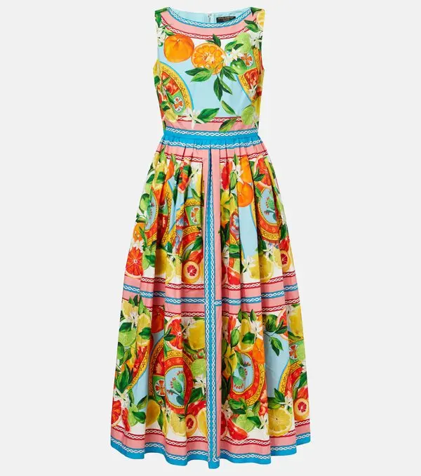 Dolce & Gabbana Taormina Printed Cotton Midi Dress - Multicoloured