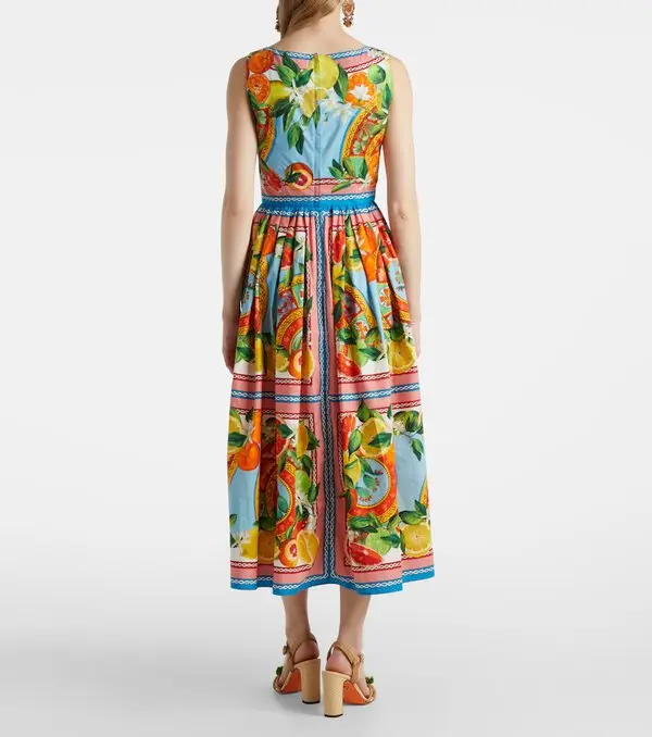 Dolce & Gabbana Taormina Printed Cotton Midi Dress