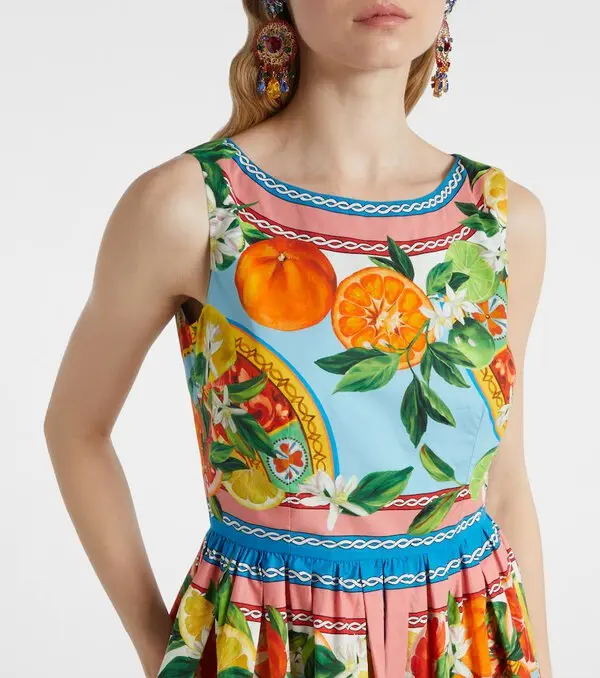 Dolce & Gabbana Taormina Printed Cotton Midi Dress