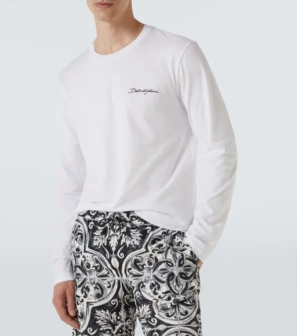 Dolce & Gabbana Logo Embroidered Cotton Jersey T-shirt
