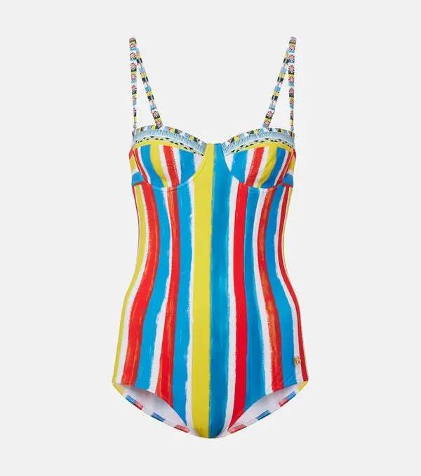 Dolce & Gabbana Cutout Striped Swimsuit - Multicoloured