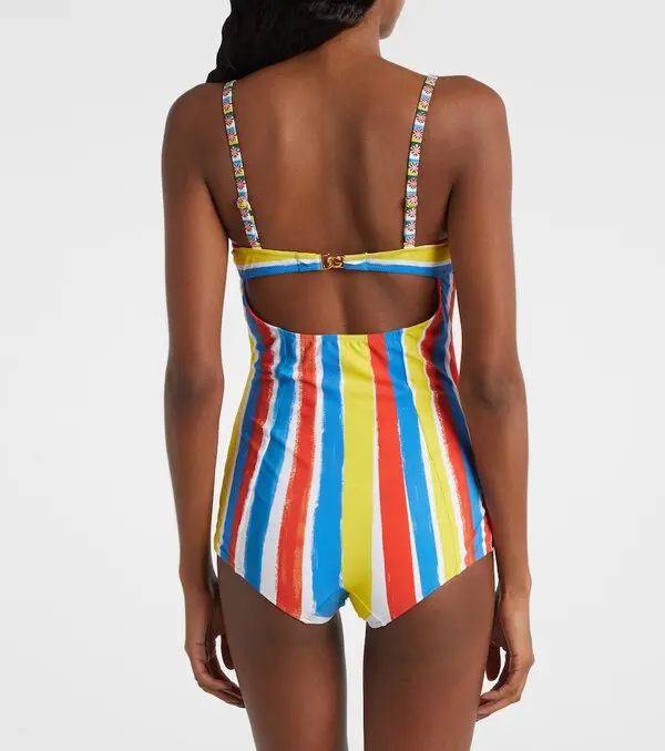 Dolce & Gabbana Cutout Striped Swimsuit