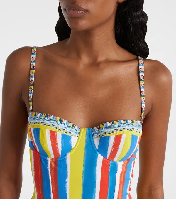 Dolce & Gabbana Cutout Striped Swimsuit