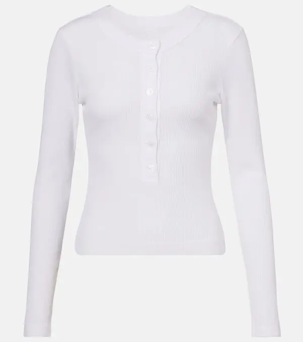 Citizens Of Humanity Varra Ribbed-knit Henley Shirt - White