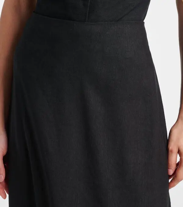 Rixo Serano Cutout Linen-blend Midi Skirt