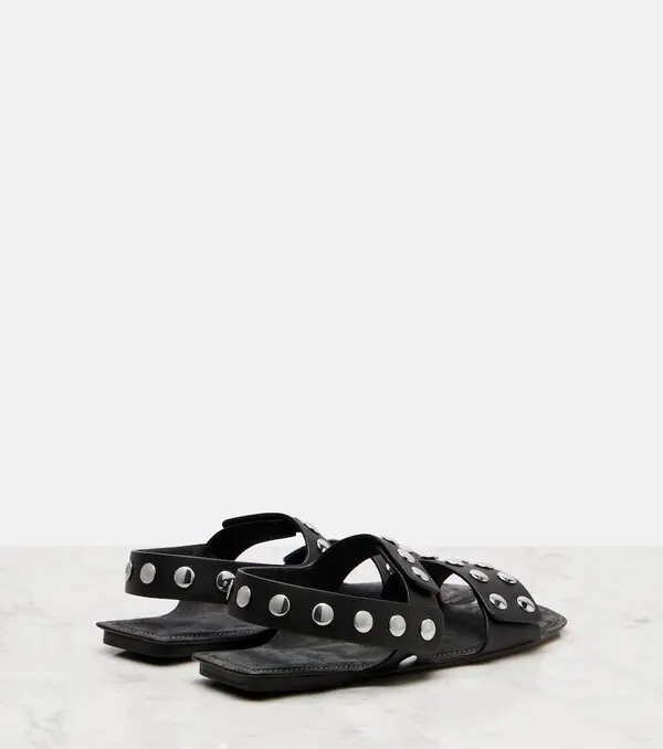 Khaite Boden Studded Leather Sandals - Black