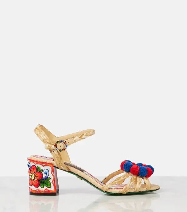 Dolce & Gabbana Taormina 60 Embellished Raffia Sandals