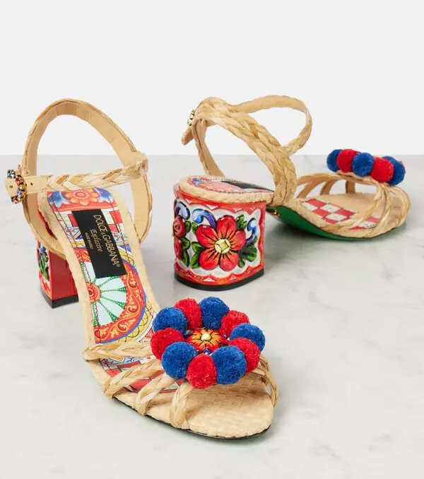 Dolce & Gabbana Taormina 60 Embellished Raffia Sandals
