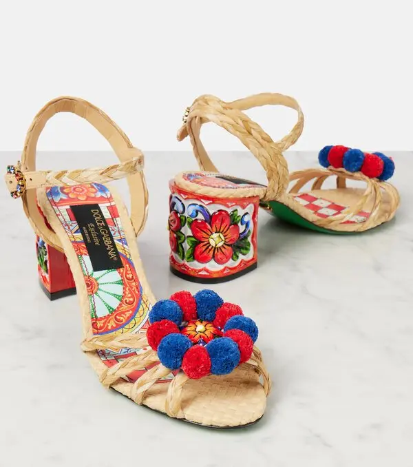 Dolce & Gabbana Taormina 60 Embellished Raffia Sandals