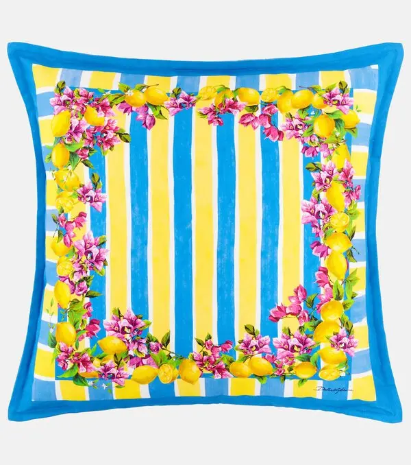 Dolce & Gabbana Taormina Striped Cotton Cushion - Yellow