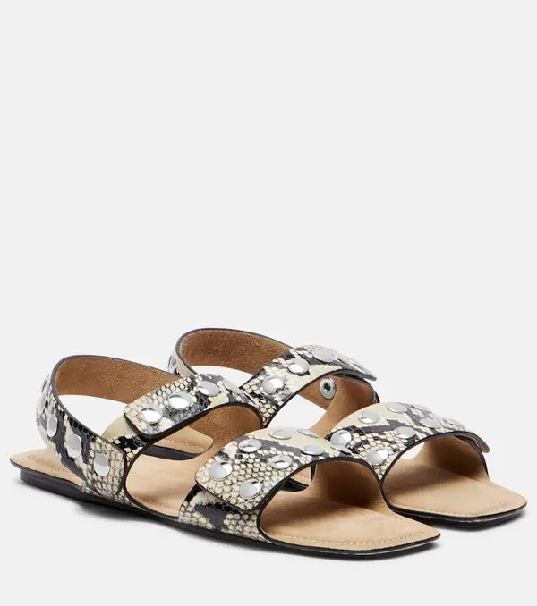 Khaite Boden Snake-effect Leather Sandals - Beige