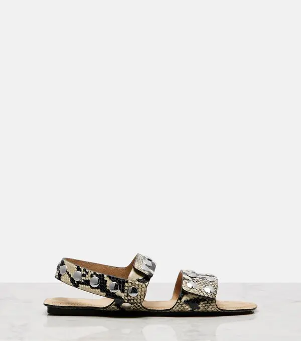 Khaite Boden Snake-effect Leather Sandals - Beige