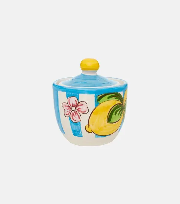 Dolce & Gabbana Taormina Striped Ceramic Sugar Bowl - Blue