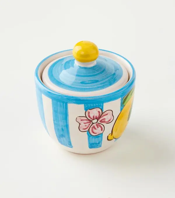 Dolce & Gabbana Taormina Striped Ceramic Sugar Bowl
