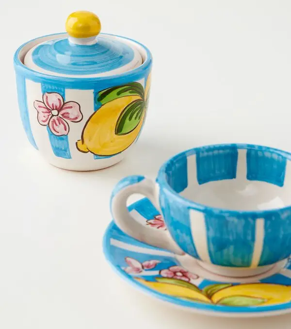 Dolce & Gabbana Taormina Striped Ceramic Sugar Bowl