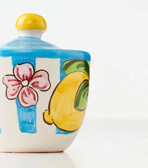 Dolce & Gabbana Taormina Striped Ceramic Sugar Bowl