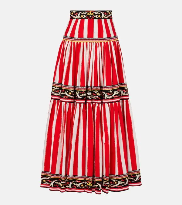 Dolce & Gabbana Taormina Striped Cotton Maxi Skirt - Multicoloured