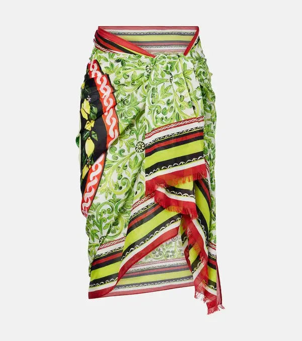 Dolce & Gabbana Printed Cotton Beach Cover-up - Green