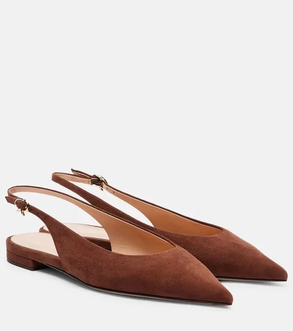 GIANVITO ROSSI Robbie 05 Slingback Flats - Brown