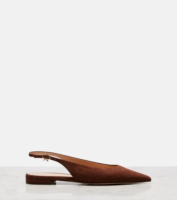 GIANVITO ROSSI Robbie 05 Slingback Flats - Brown