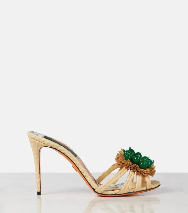 Dolce & Gabbana Taormina 90 Embellished Raffia Mules