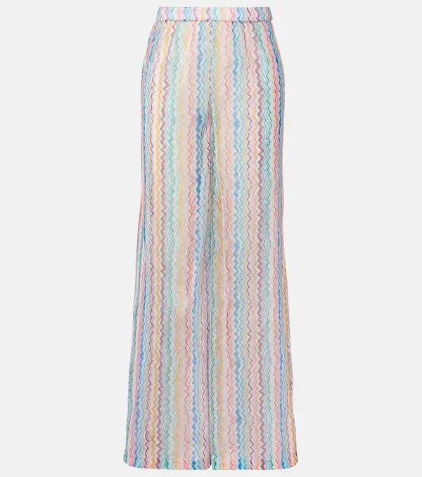 Missoni Zigzag Sheer Wide-leg Pants - Multicoloured