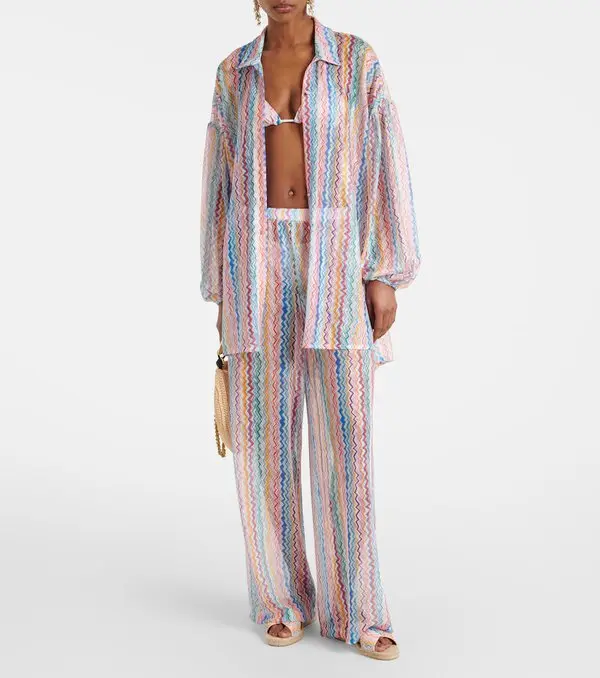 Missoni Zigzag Sheer Wide-leg Pants