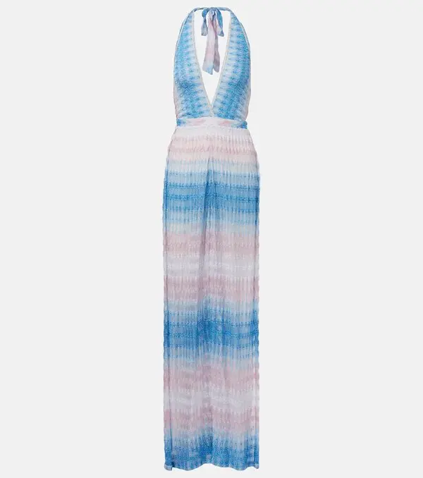 Missoni Zigzag Ombré Lamé Jumpsuit - Blue