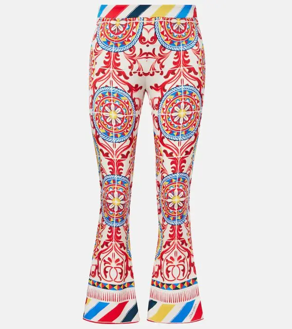 Dolce & Gabbana Cropped Printed Silk-blend Flared Pants