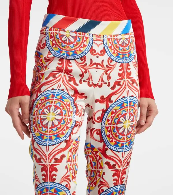 Dolce & Gabbana Cropped Printed Silk-blend Flared Pants