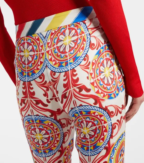 Dolce & Gabbana Cropped Printed Silk-blend Flared Pants