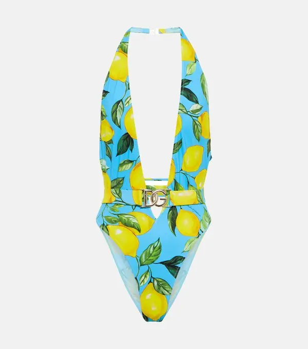 Dolce & Gabbana Printed Halterneck Swimsuit - Multicoloured