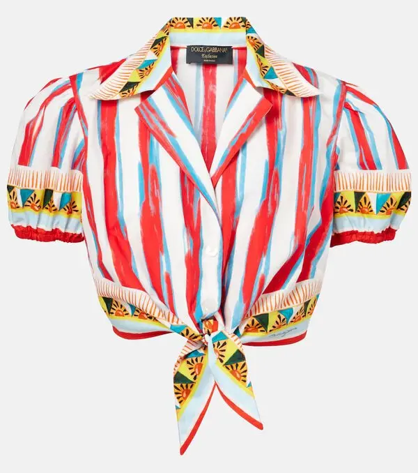 Dolce & Gabbana Cropped Striped Cotton Shirt - Multicoloured