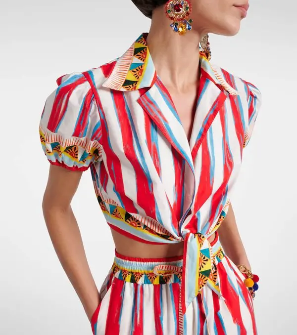 Dolce & Gabbana Cropped Striped Cotton Shirt