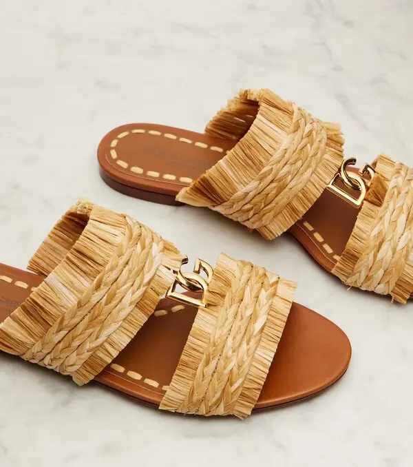 Dolce & Gabbana Dg Braided Raffia-effect Sandals