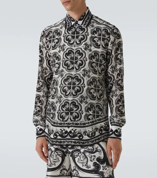 Dolce & Gabbana Martini Majolica Silk Twill Shirt - Black