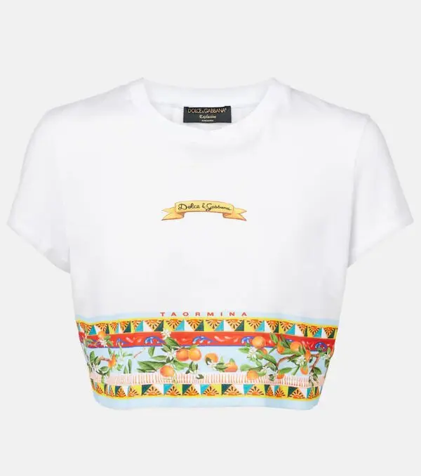 Dolce & Gabbana Cropped Printed T-shirt - White