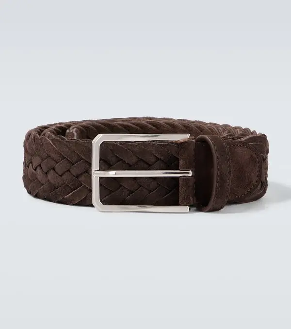 Canali Braided Suede Belt - Brown
