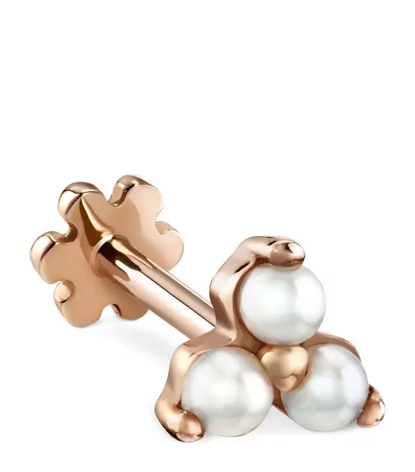 MARIA TASH Pearl Trinity Threaded Stud Earring - Rose Gold