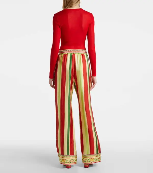 Dolce & Gabbana High-rise Striped Silk Palazzo Pants