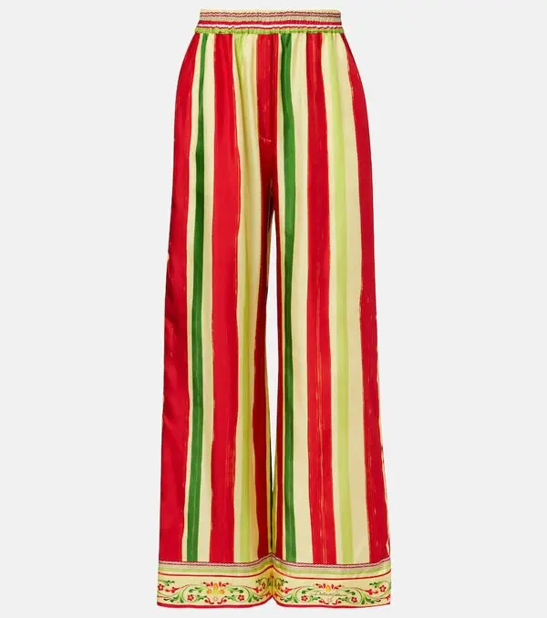 Dolce & Gabbana High-rise Striped Silk Palazzo Pants