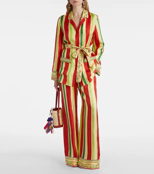 Dolce & Gabbana High-rise Striped Silk Palazzo Pants
